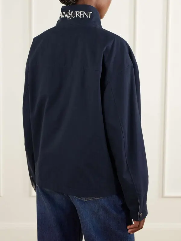 Saint Laurent Cassandre Logo-embroidered Reversible Cotton-canvas Jacket