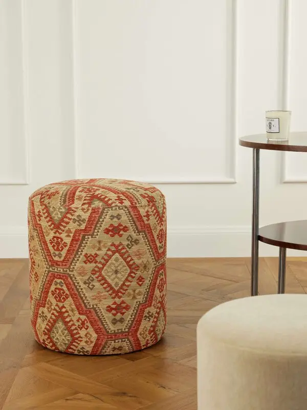 SIX THE RESIDENCE Kashmar Pill Velvet-jacquard Pouf