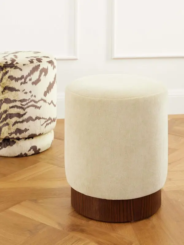SIX THE RESIDENCE Mohair-velvet Wood Pouf