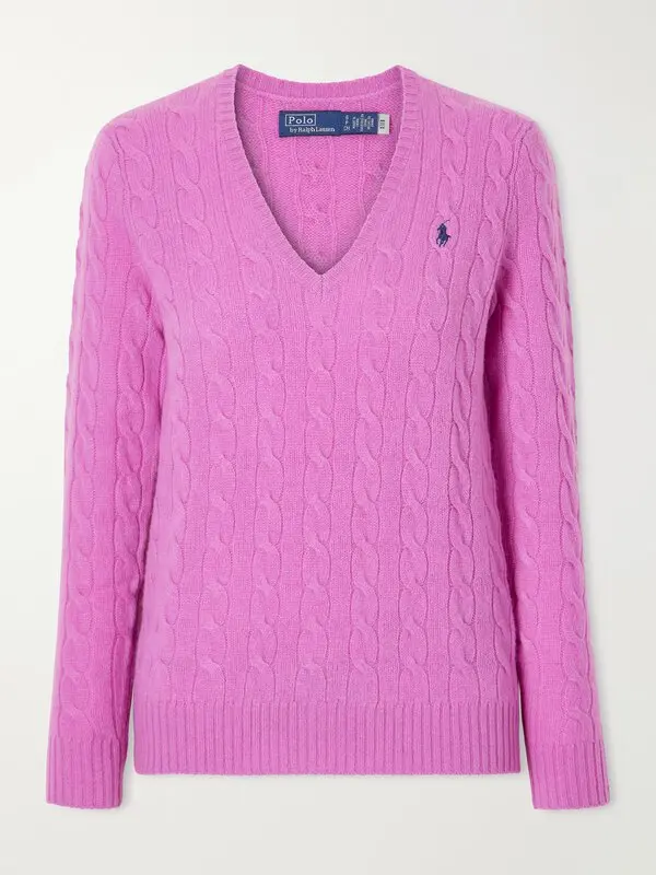 Polo Ralph Lauren Cable Knit V-neck Sweater - Pink