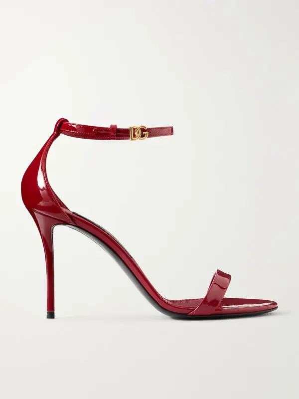 Dolce & Gabbana Logo-detailed Patent Leather Sandals - Red