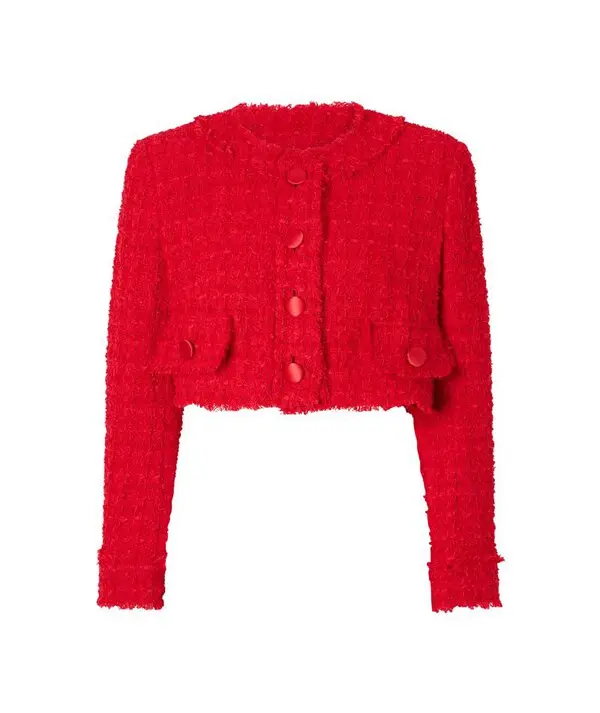 Dolce & Gabbana Cropped Frayed Cotton-blend Tweed Jacket