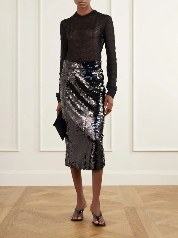 Dolce & Gabbana Sequin-embellished Tulle Midi Skirt