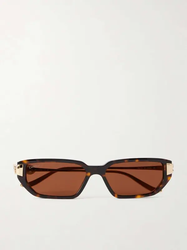 Cartier Panthère De Rectangular-frame Sunglasses - Brown