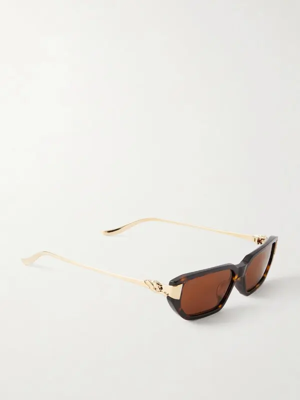 Cartier Panthère De Rectangular-frame Sunglasses - Brown