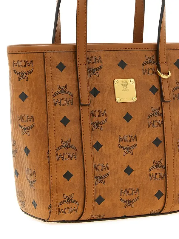 Mcm Small Toni Shopper Bag In Visetos Monogram Canvas - Brown