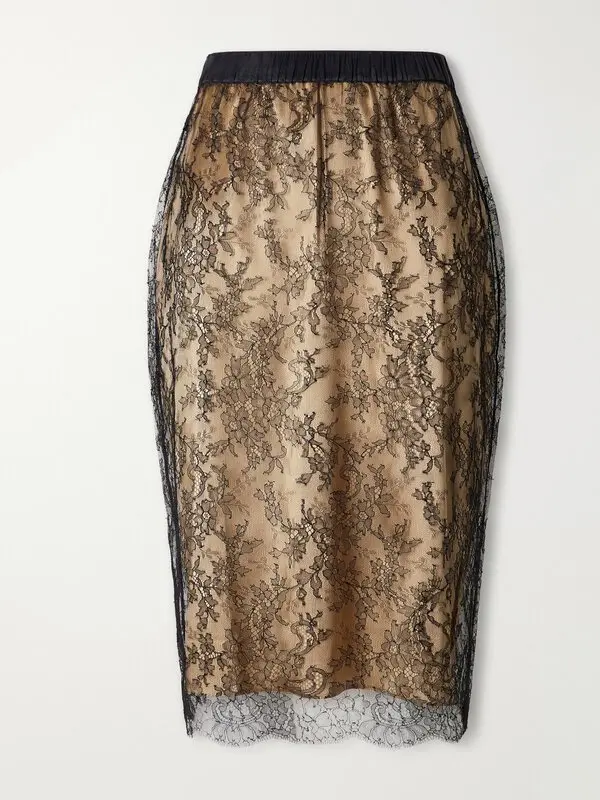 Carine Gilson Straight Lace Midi Skirt - Black