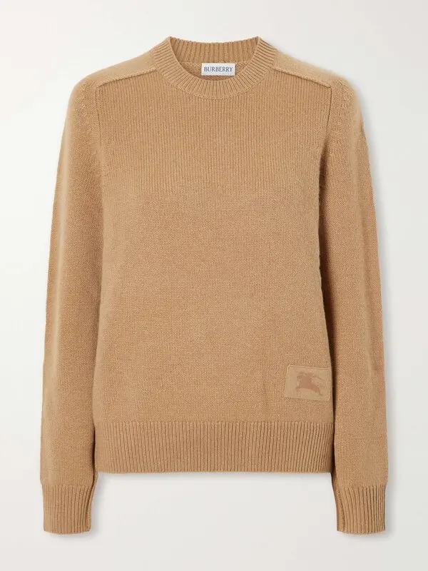Burberry Cashmere-blend Crewneck Sweater - Tan