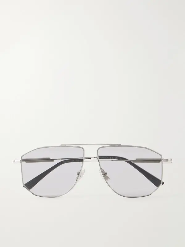 Bottega Veneta Ribbon Snap Aviator-style Metal Sunglasses - Gray