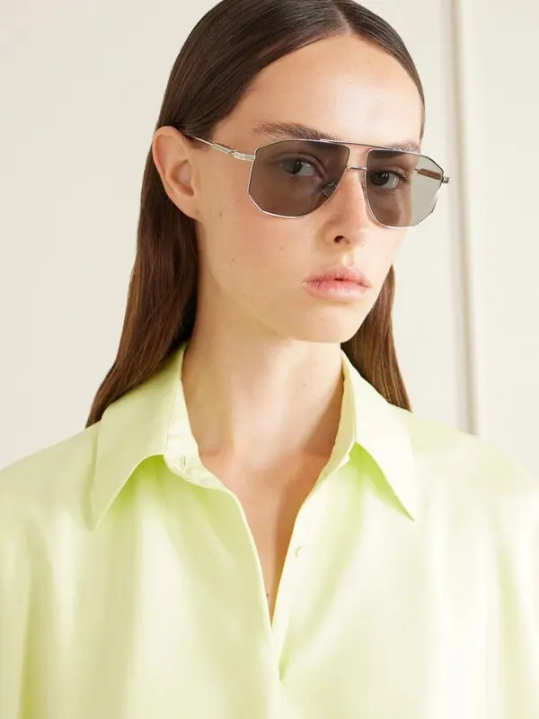 Bottega Veneta Ribbon Snap Aviator-style Metal Sunglasses