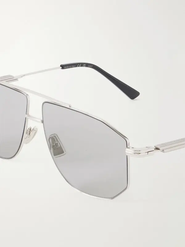 Bottega Veneta Ribbon Snap Aviator-style Metal Sunglasses