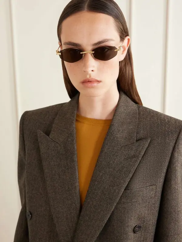 Cartier Panthère De Round-frame Gold-tone Sunglasses