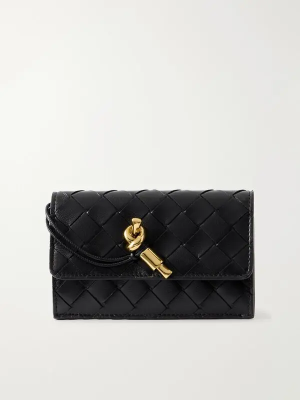 Bottega Veneta Andiamo Knot-detailed Intrecciato Leather Wallet - Black