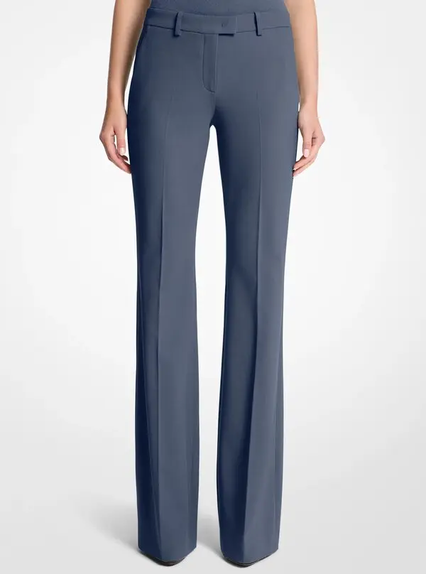 Michael Kors Haylee Stretch Wool Crepe Flared Trousers - Grey