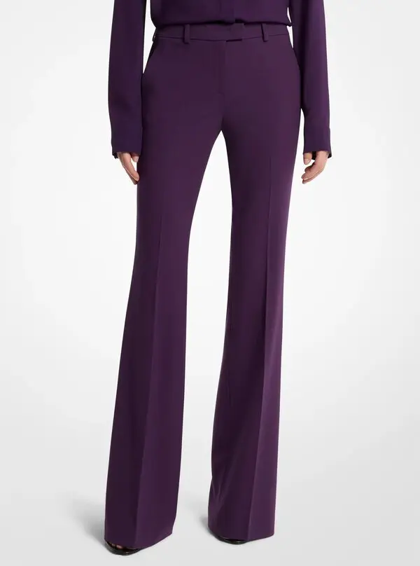 Michael Kors Haylee Stretch Wool Crepe Flared Trousers In Size By - Purple