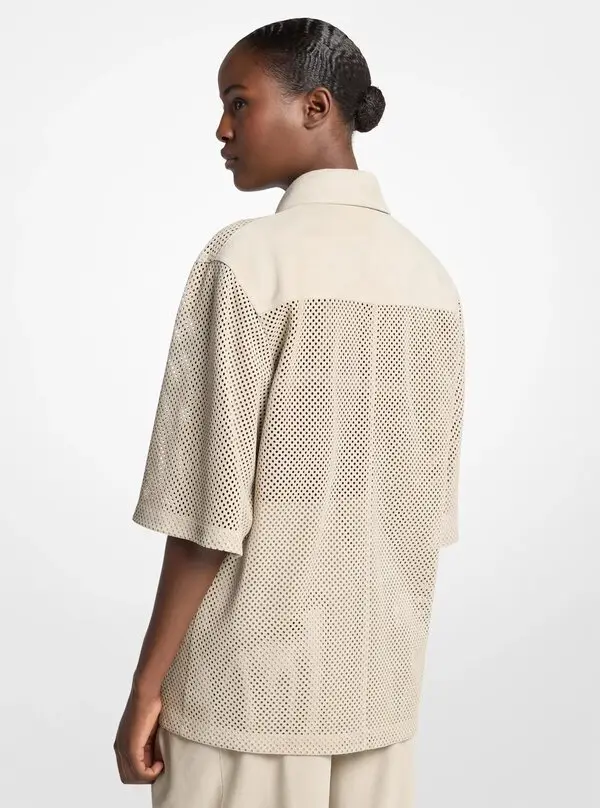 Michael Kors Perforated Suede Safari Shirt
