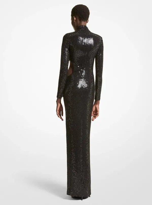 Michael Kors Hand-embroidered Crystal Stretch Cady Cutout Gown