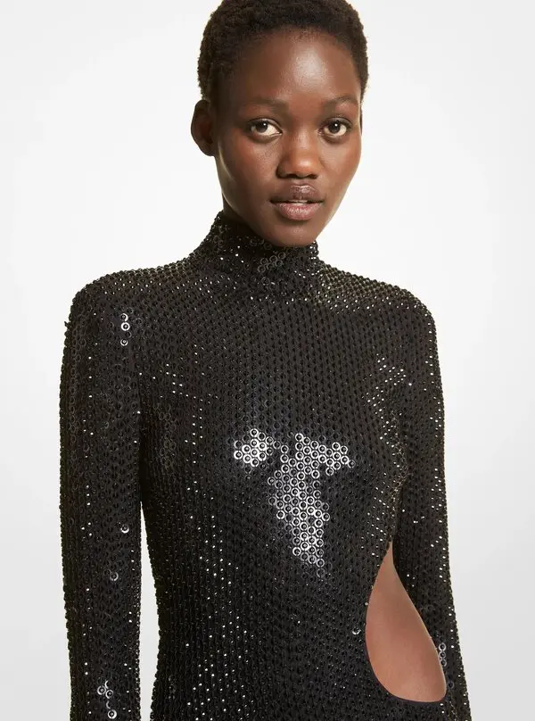 Michael Kors Hand-embroidered Crystal Stretch Cady Cutout Gown