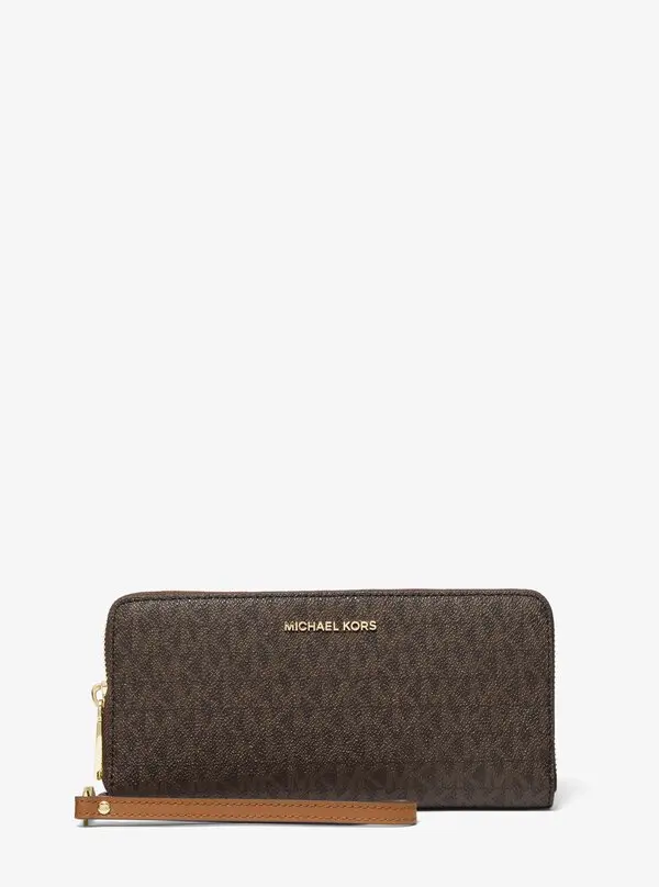 Michael Kors Large Logo Continental Wallet In By - Brown