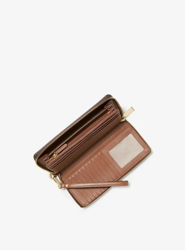 Michael Kors Large Logo Continental Wallet In By - Brown