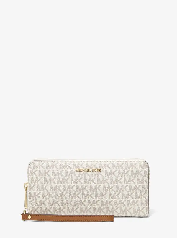 Michael Kors Large Logo Continental Wallet In By - Natural