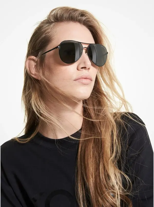 Michael Kors Kona Aviator Sunglasses - Black