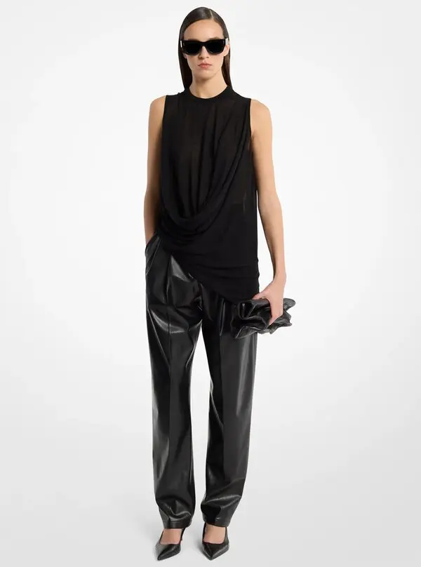 Michael Kors Draped Rayon And Cashmere Top In Size By - Black