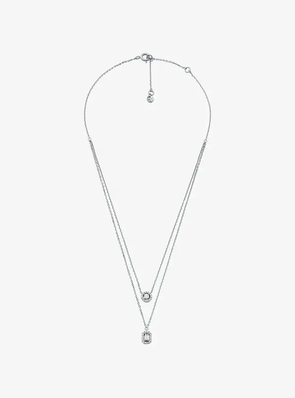 Michael Kors Precious Metal-plated Layered Necklace With Cubic Zirconia - Silver