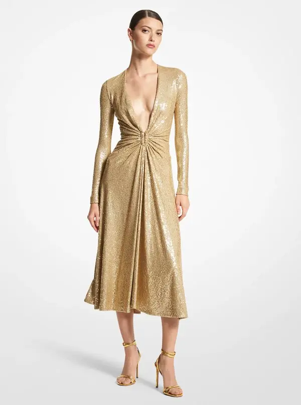 Michael Kors Hand-embroidered Sequin Stretch Jersey Dance Dress In Size By