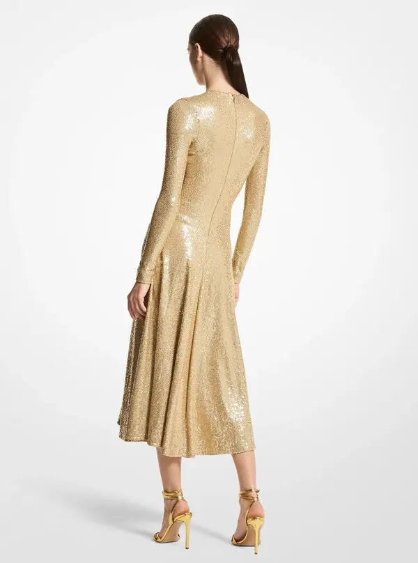 Michael Kors Hand-embroidered Sequin Stretch Jersey Dance Dress In Size By