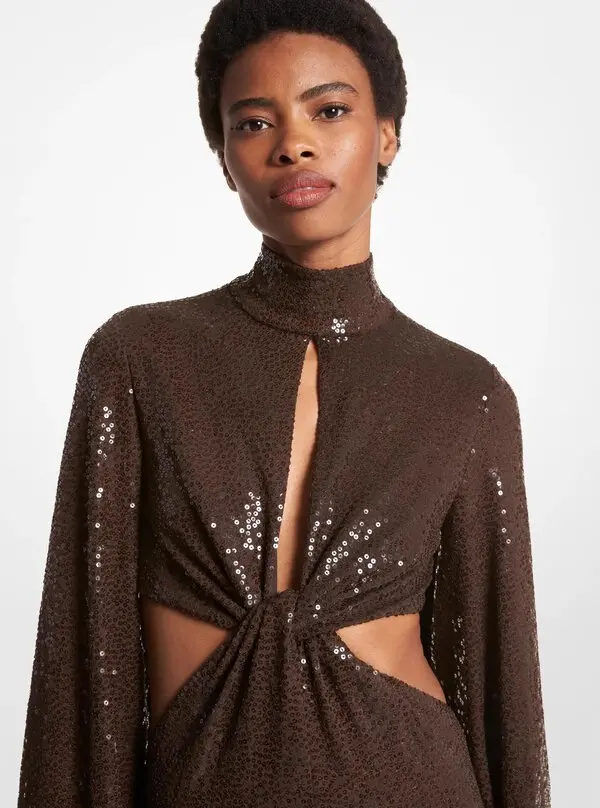 Michael Kors Hand-embroidered Sequin Stretch Matte Jersey Fishtail Gown In Size By