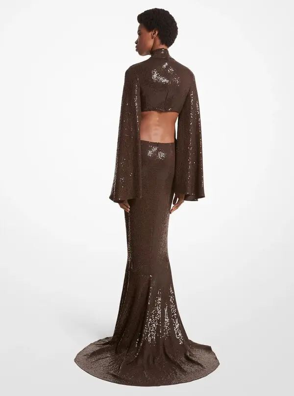 Michael Kors Hand-embroidered Sequin Stretch Matte Jersey Fishtail Gown In Size By