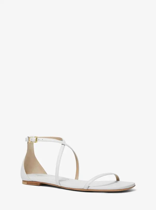 Michael Kors Polly Leather Crossover Strap Sandals
