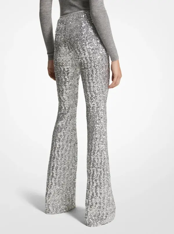 Michael Kors Sequined Stretch Tulle Flared Pants In Size By