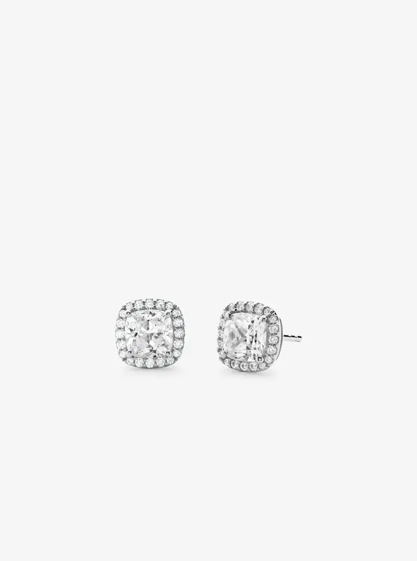 Michael Kors Precious Metal-plated Sterling Pavé Stud Earrings In By - Silver