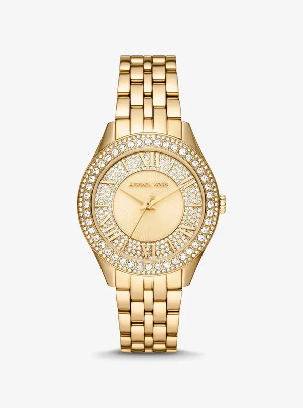 Michael Kors Harlowe Pavé -tone Stainless Steel Watch