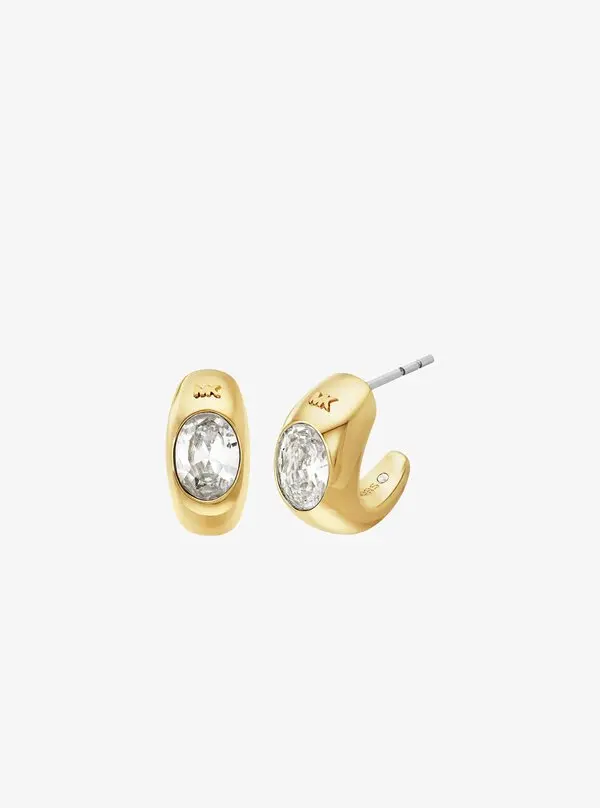 Michael Kors Precious Metal-plated Cubic Zirconia Huggie Hoop Earrings In By - Gold