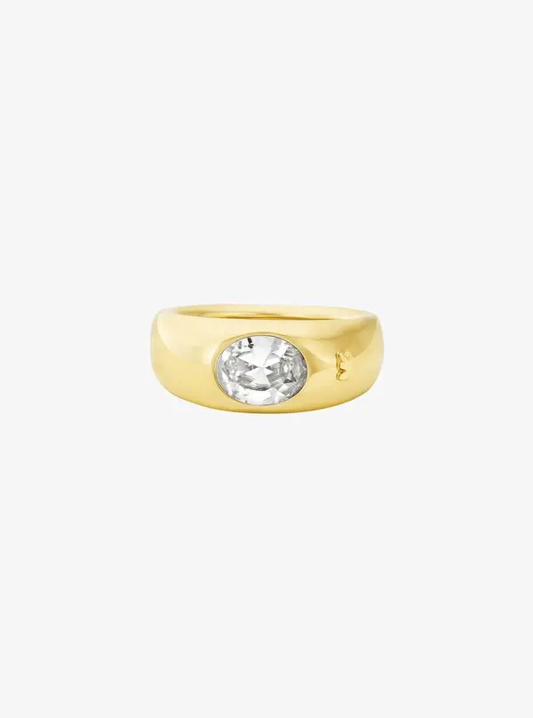 Michael Kors Precious Metal-plated Cubic Zirconia Signet Ring - Gold