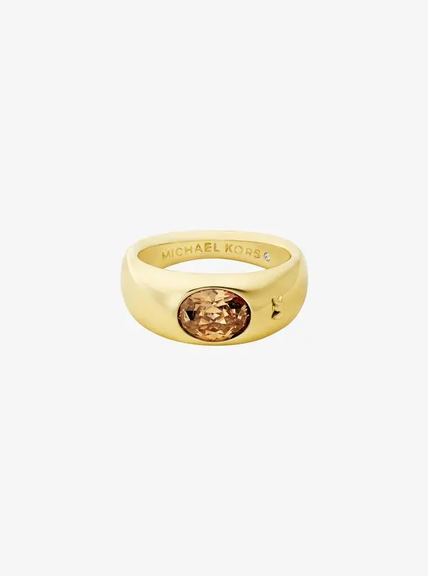 Michael Kors 14k -plated Brass Topaz-hued Stone Signet Ring