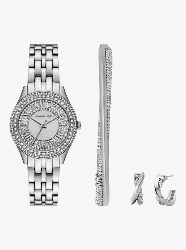 Michael Kors Harlowe Pavé Watch And Jewelry Set - Silver