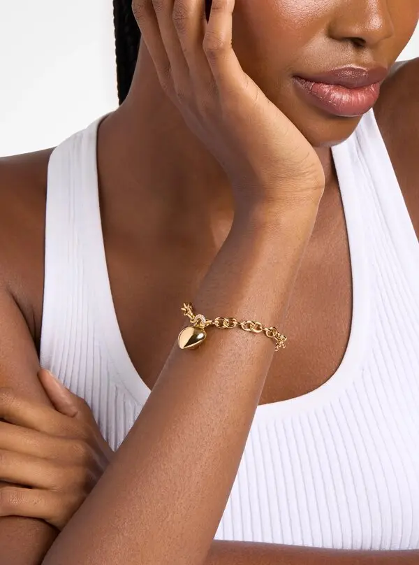Michael Kors Pavé Puffy Heart Pendant Bracelet In By - Gold
