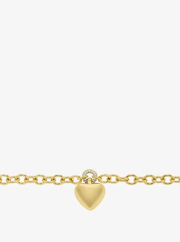 Michael Kors Pavé Puffy Heart Pendant Bracelet In By - Gold
