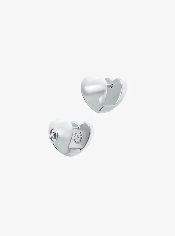 Michael Kors Puffy Heart Huggie Earrings In By - Silver