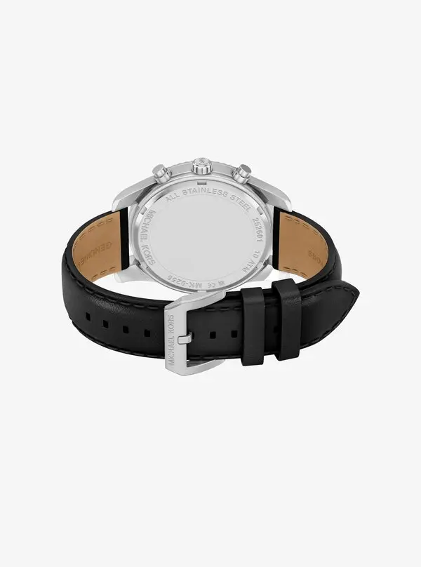Michael Kors Oversized Lexington Silver-tone And Leather Watch In By