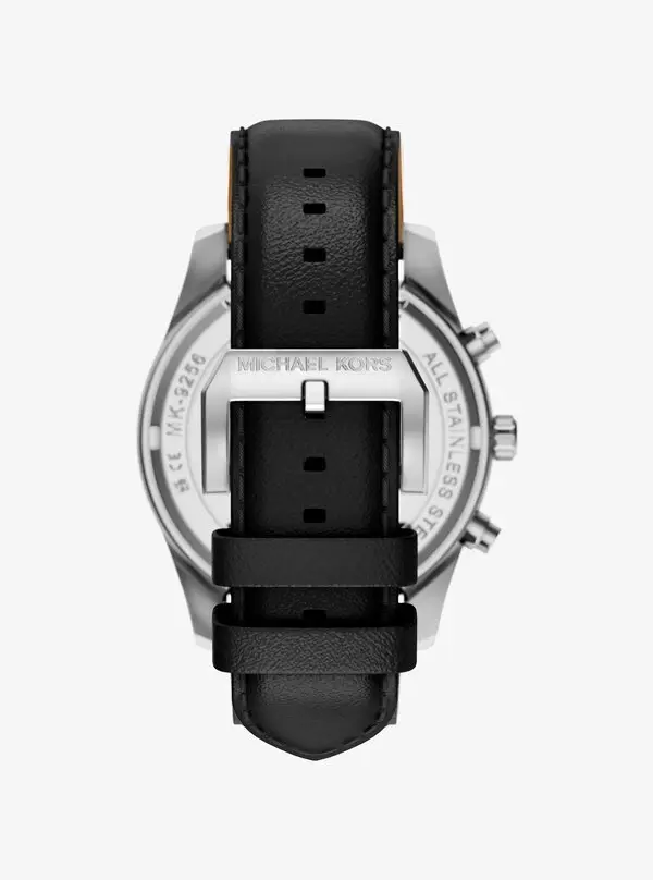 Michael Kors Oversized Lexington Silver-tone And Leather Watch In By