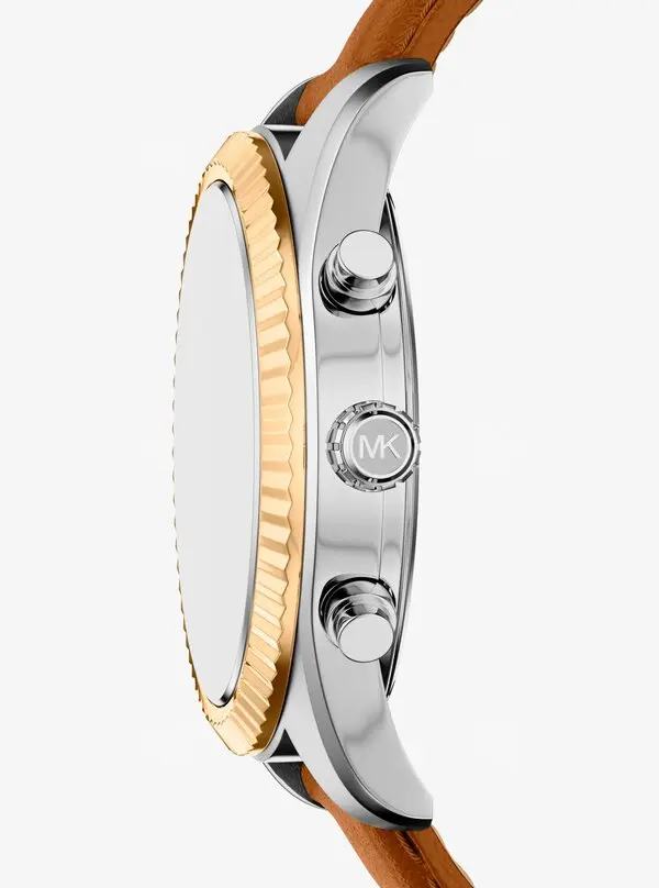 Michael Kors Oversized Lexington Two-tone And Leather Watch In By