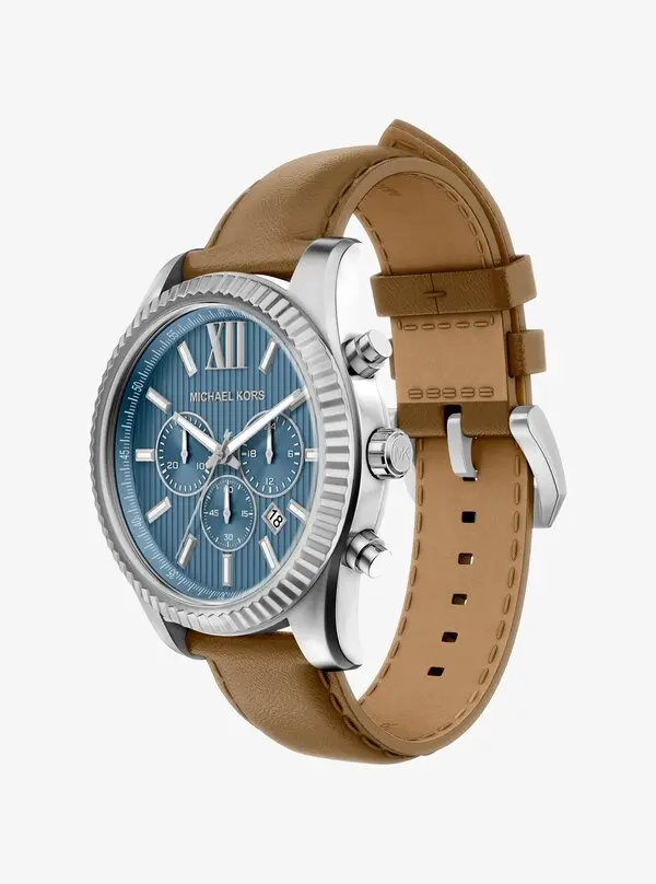 Michael Kors Lexington Chronograph Watch With Leather Strap - Natural