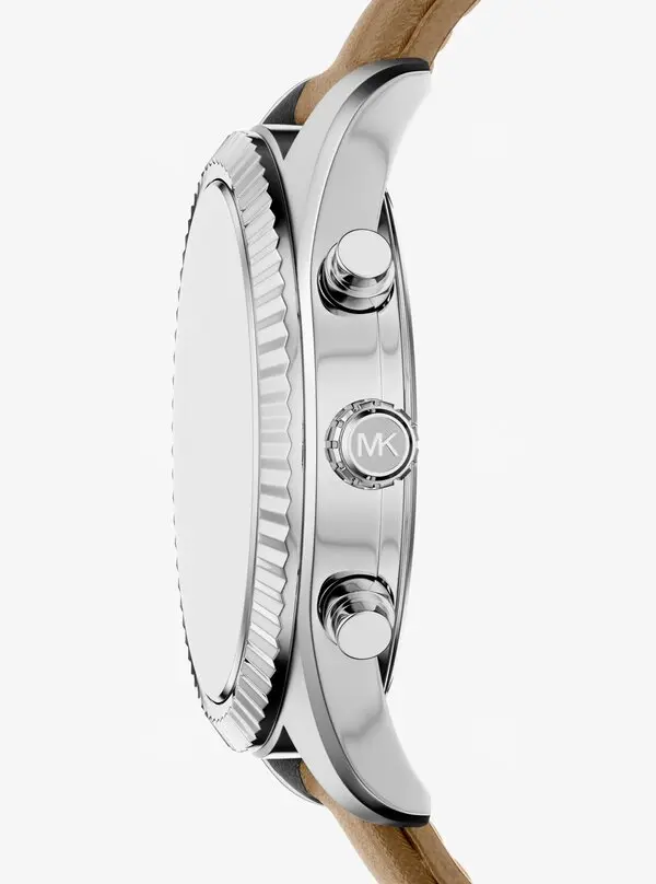 Michael Kors Lexington Chronograph Watch With Leather Strap - Natural
