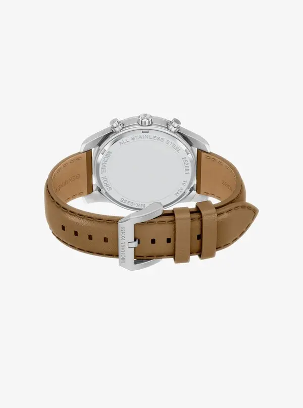Michael Kors Lexington Chronograph Watch With Leather Strap - Natural