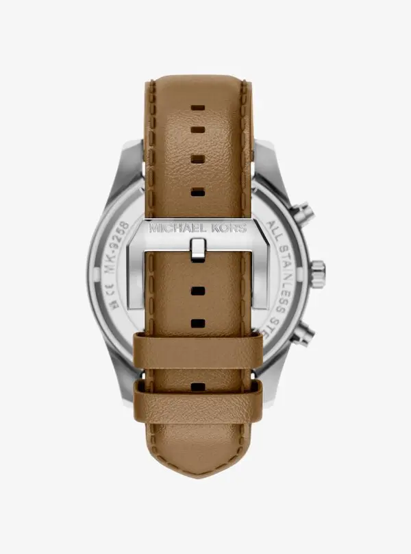 Michael Kors Lexington Chronograph Watch With Leather Strap - Natural